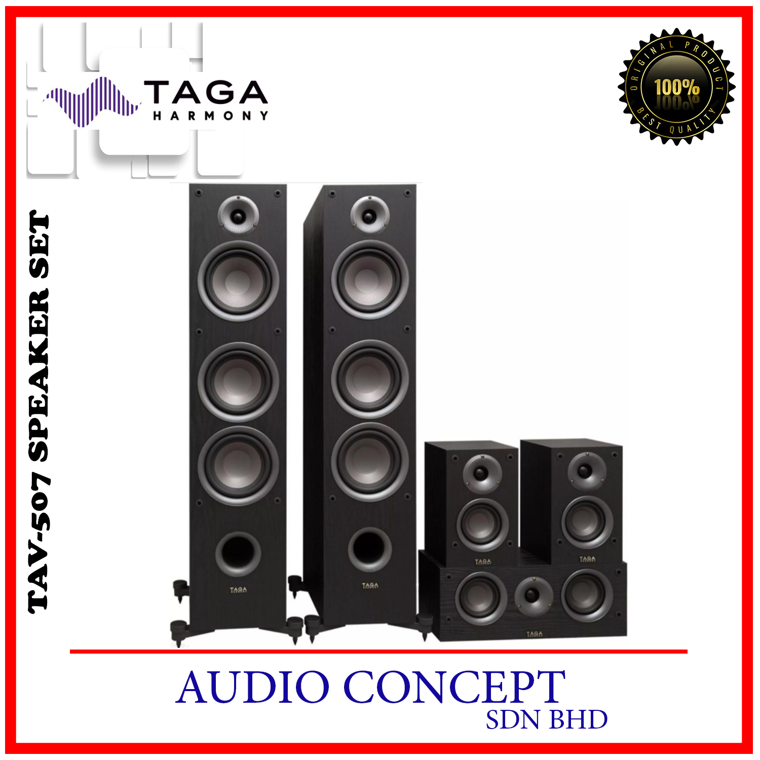 Taga Harmony TAV-507 Speaker 5.0 Set (Black) | Lazada