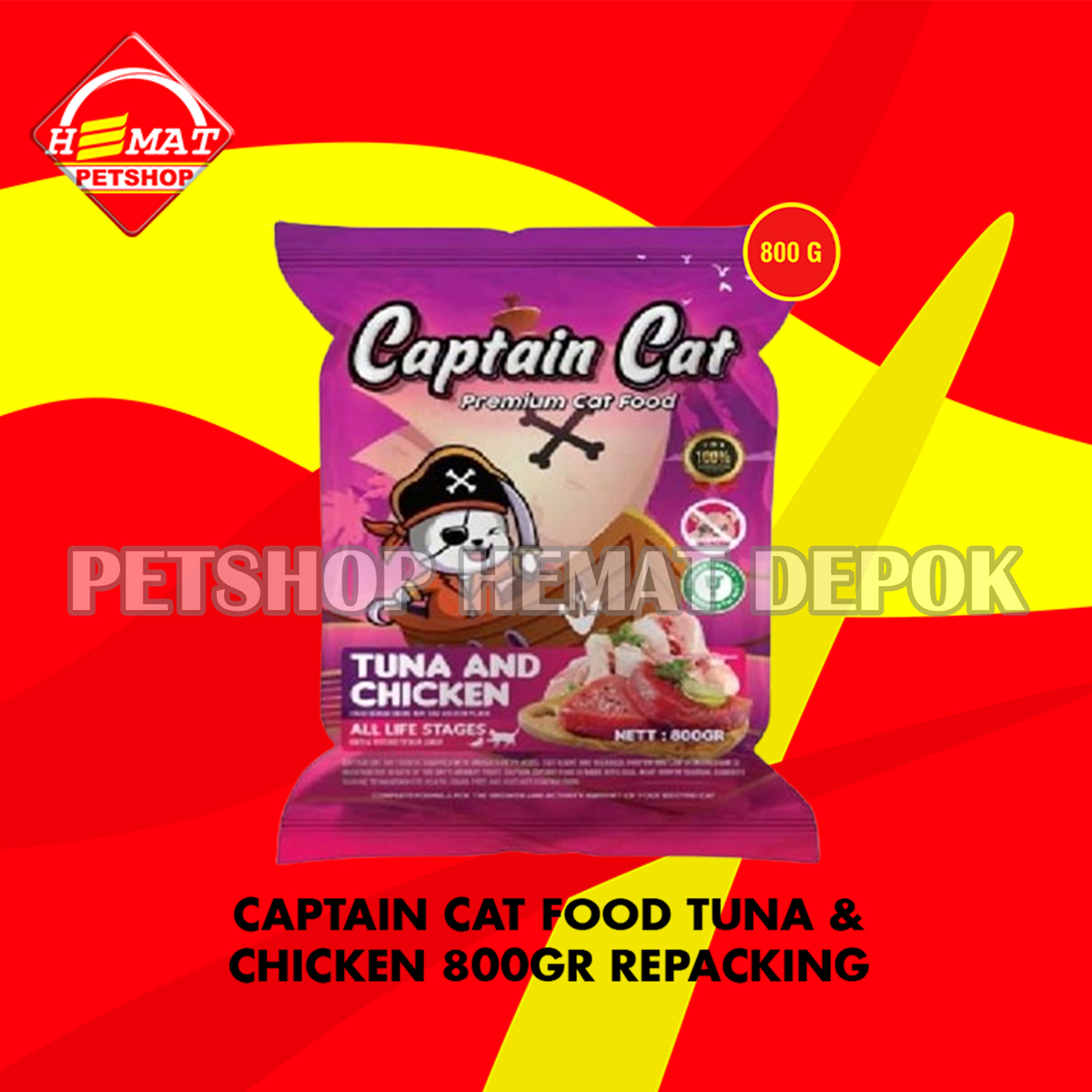 Makanan Kucing Dewasa Captain Cat Adult Food 800 Gram Repack | Lazada ...