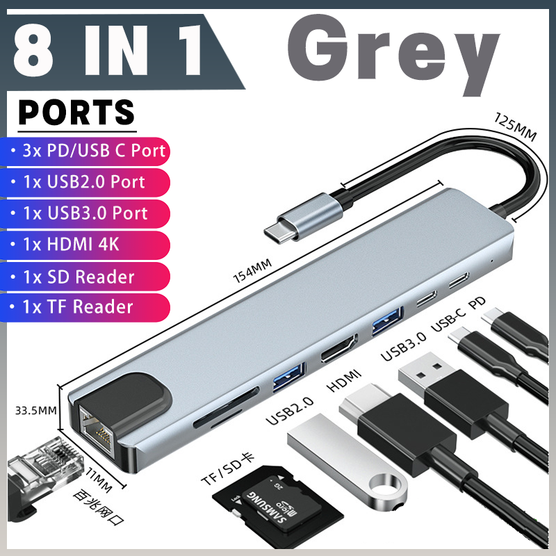 🔥【SG READY STOCK】🔥 3/4/6/8 in 1 USB Type C Hub Adapter for Computer ...