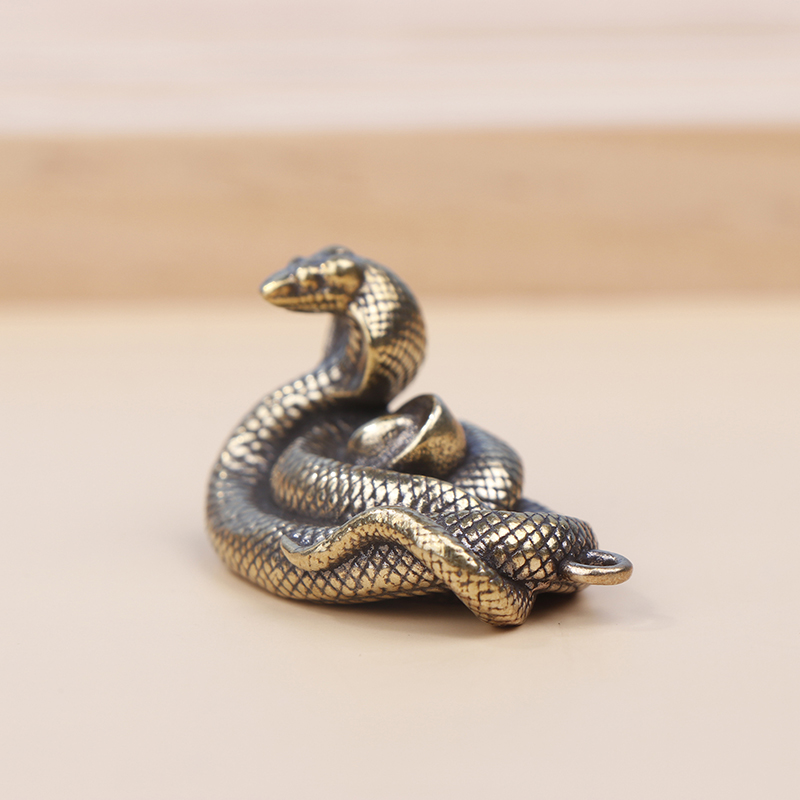 Antique Bronze Snake Statue Miniature Figurines Copper Zodiac Animal ...