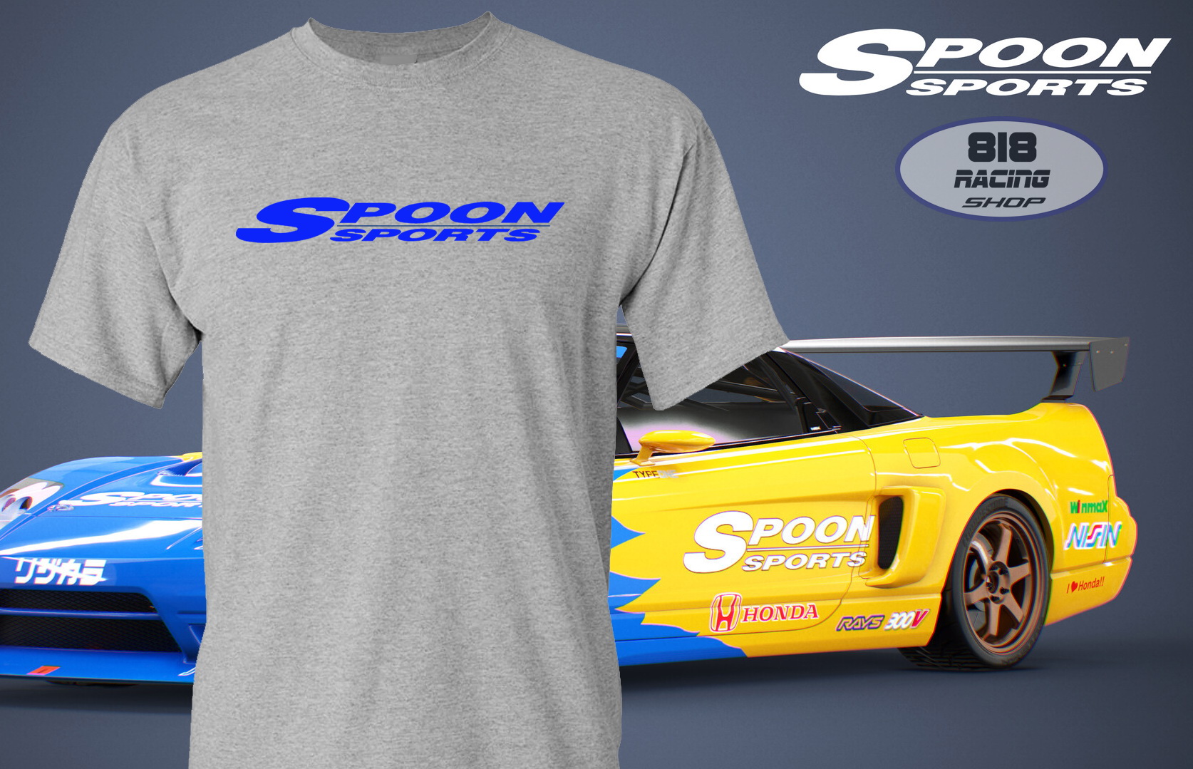 เสื้อยืด RACING เสื้อซิ่ง [เทา] [SPOON SPORT / TYPE ONE / NO GOOD ...