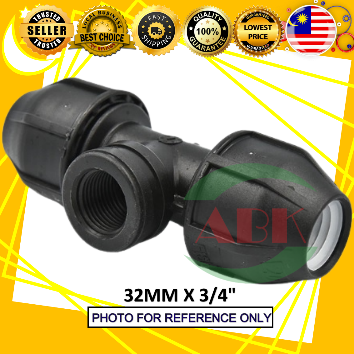 POLY FITTINGS - 32MM X 3/4INCH HDPE POLY PIPE FEMALE TEE [MADE IN MALAYSIA] | Lazada