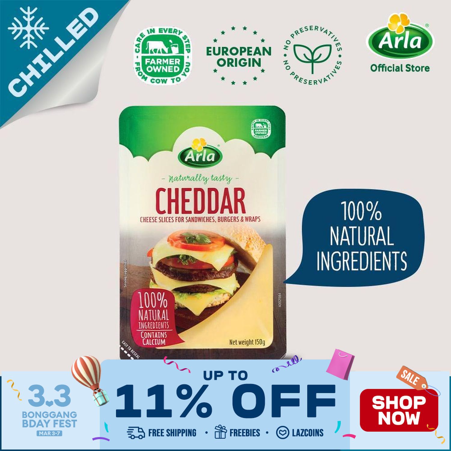 Arla Natural Cheddar Slices 150g | Lazada PH