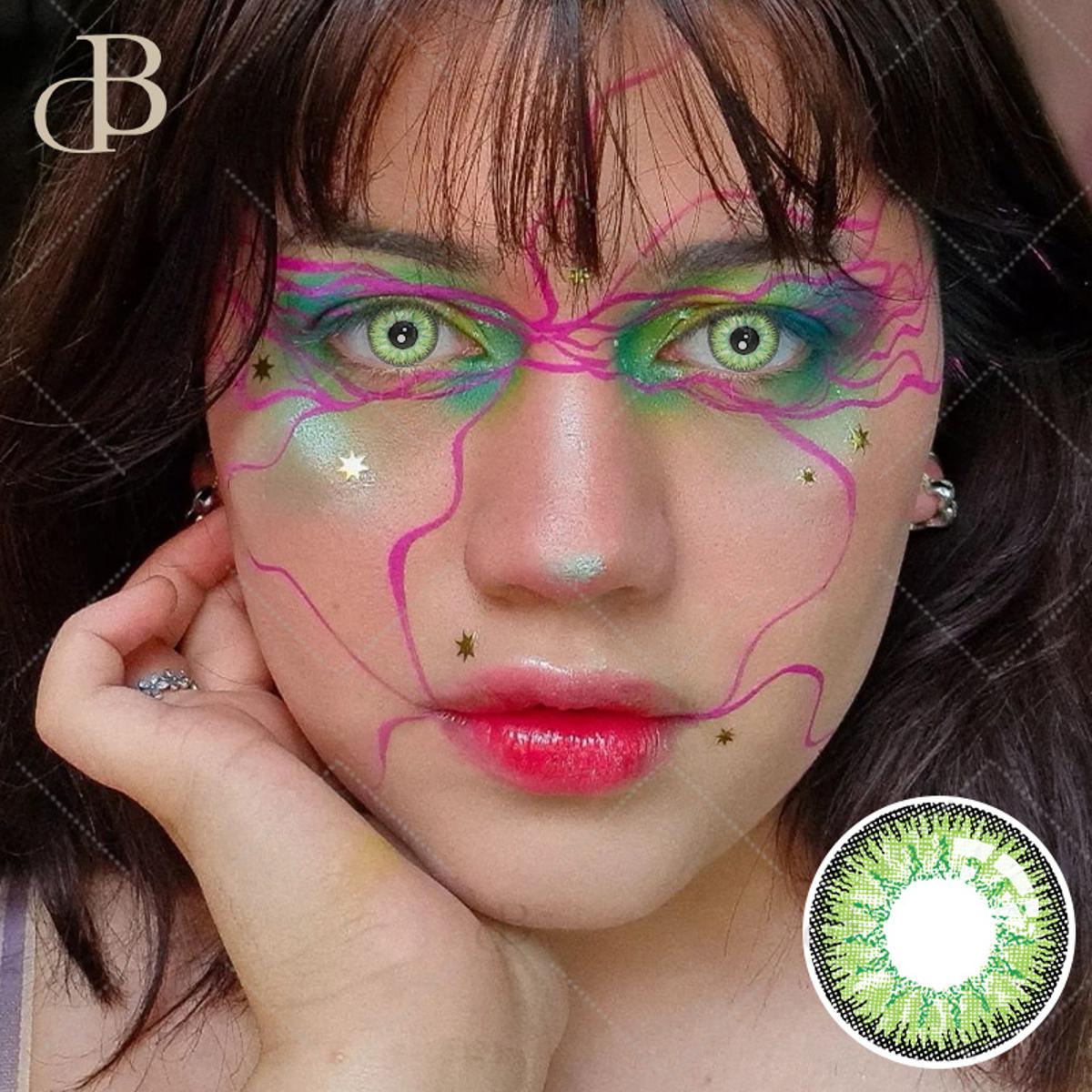 Stylish v1 Pair Soft Color Lenses 1-tone Eye Makeup- ,Green With Case ...