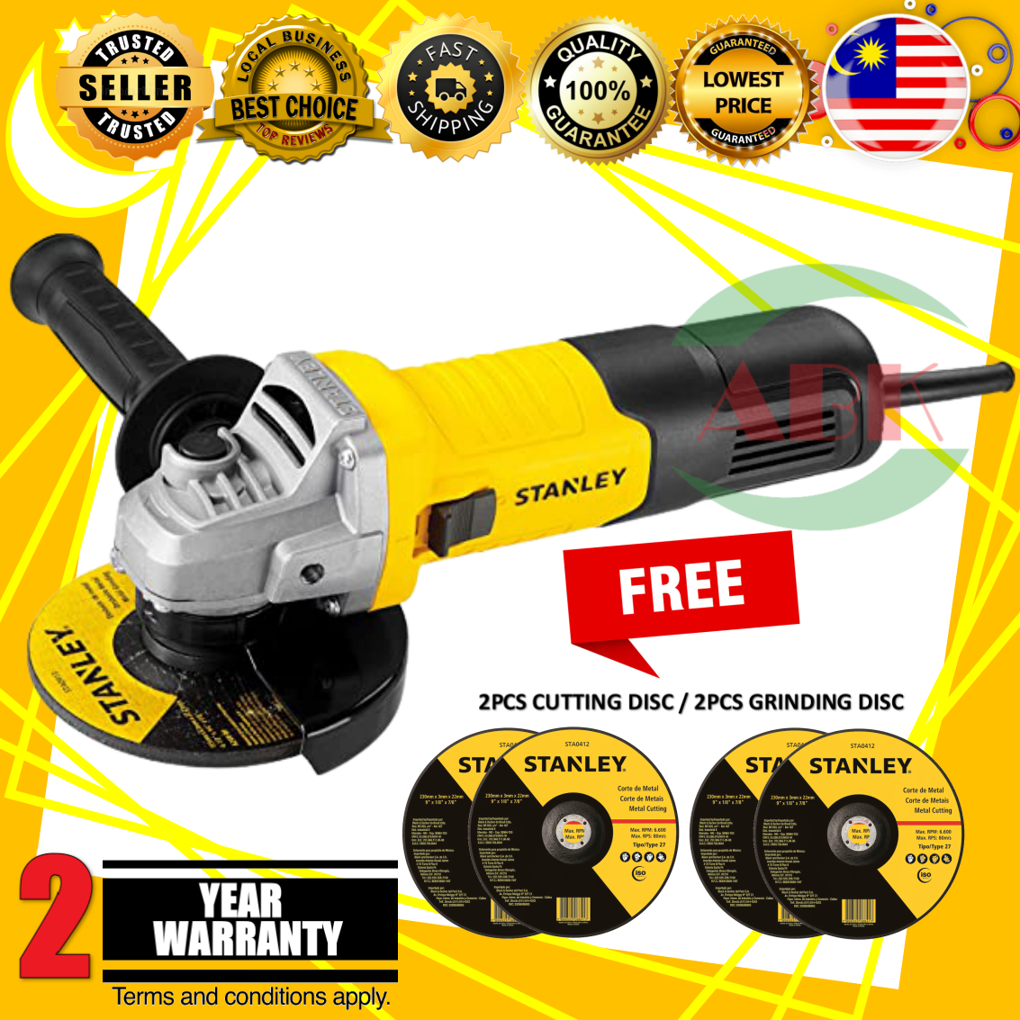 [100% ORIGINAL] STANLEY SG7100 SG7100A SLIM SMALL ANGLE GRINDER MESIN ...