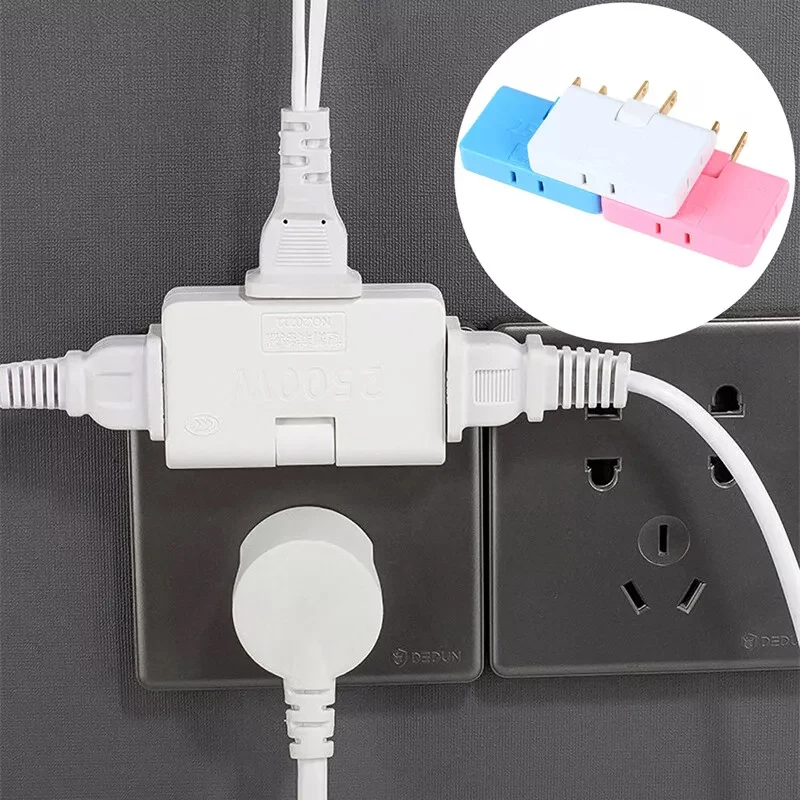 Plug EU Plug 3 Way Flat Plug Adapter Extension Plug 180 Degree ...