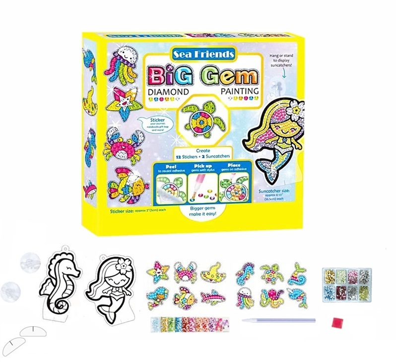 ☀️⛱️💎 Suncatcher Sticker Art Set Diamond Painting Mermaid Unicorn Fish ...