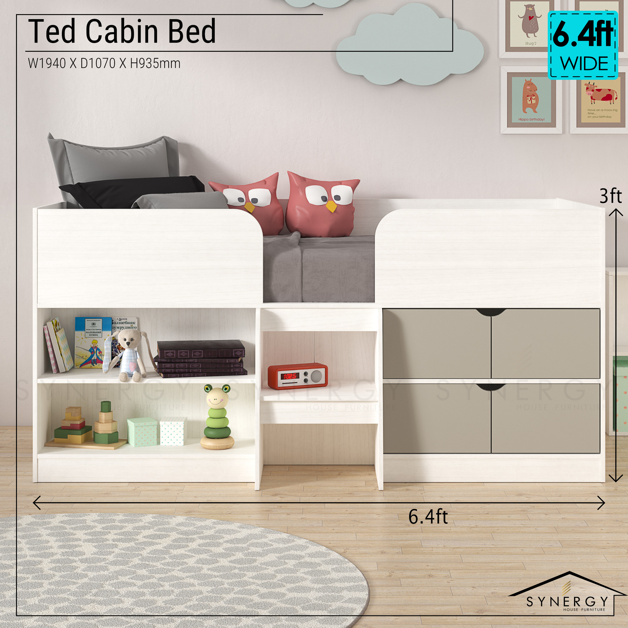Ted Cabin Bed Collection Bunk Bed UK Export Designed Kid Bedframe with Multifunction and Storage ...