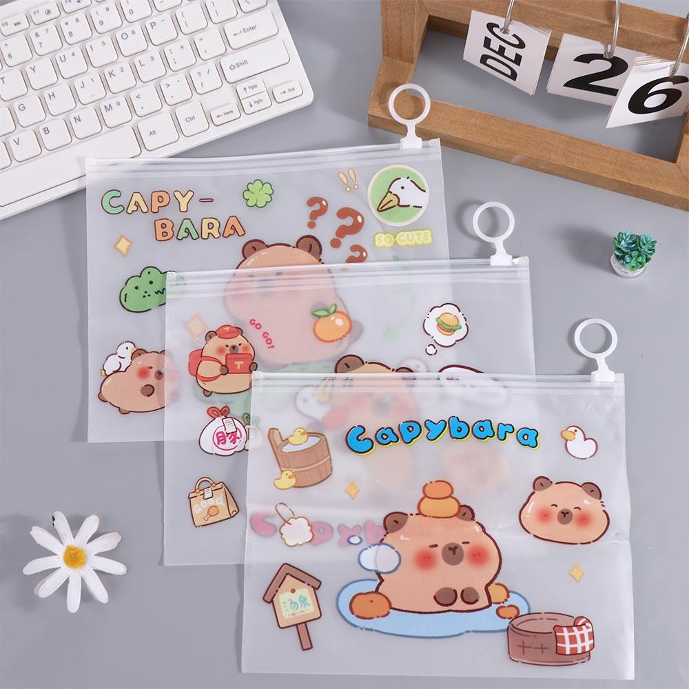 Funny Large-capacity Capybara Transparent File Bag Zippered Light and ...