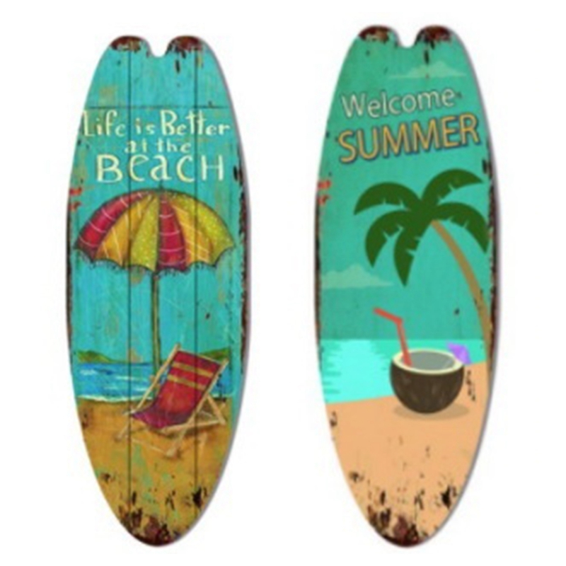 2PCS Wall Hanging Holiday Leisure Decoration Vintage Wooden Sign ...