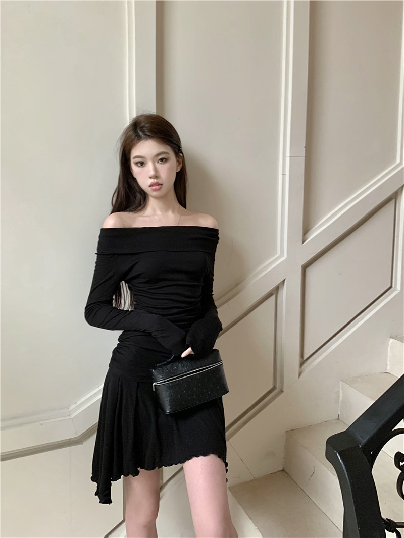 Luna Shopกระโปรงกระโปรงแฟชั่น ญ ชุดเดรสเปิดไหล่เซ็กซี่พร้อมการจับจีบไม่ ...