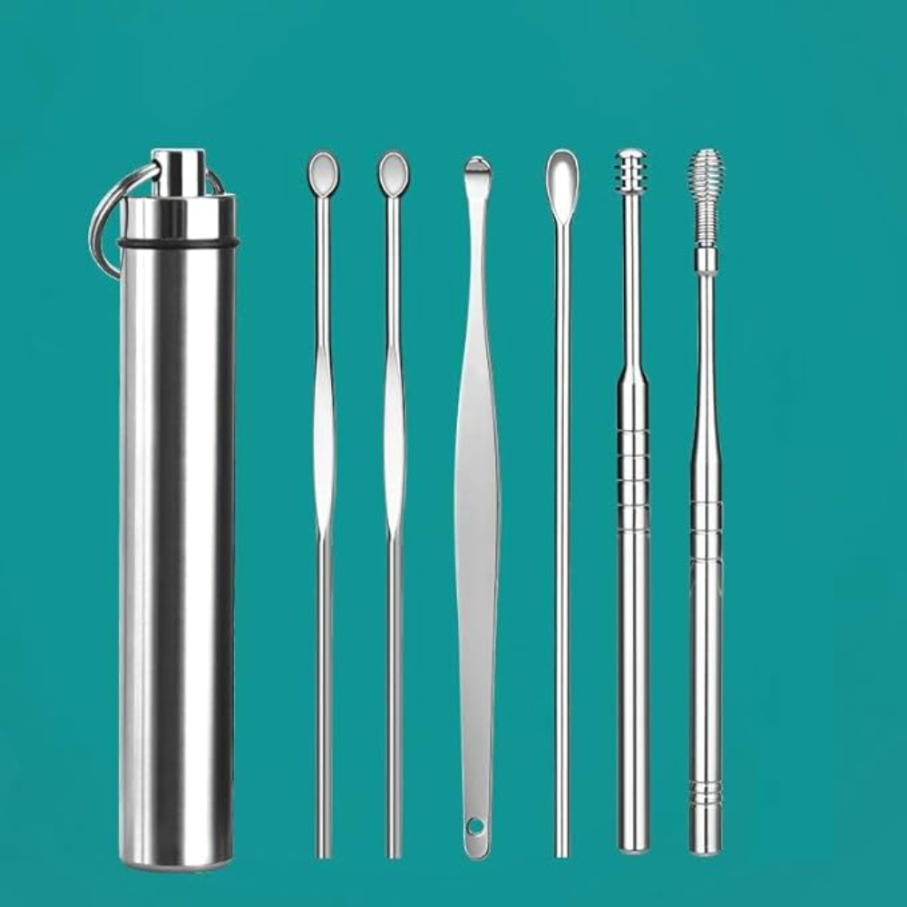 6 Piece Ear Digging Spoon Set - Stainless Steel Tools for Ear Care and ...