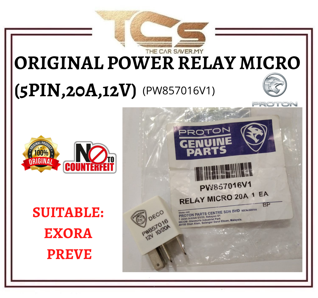 ORIGINAL PROTON POWER RELAY MICRO 5PIN 20A-EXORA PREVE(PW857016V1) | Lazada