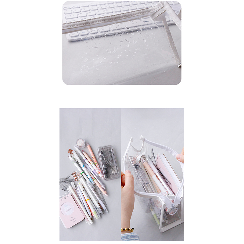 PVC Transparent Pencil Case Kawaii Waterproof Pencil Bags for Students ...