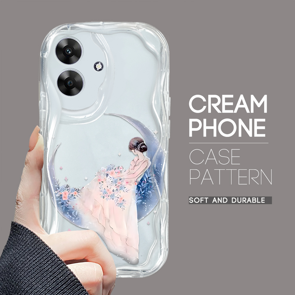 YYDS for Realme Note 60 Narzo N61 Back Cover Moon Girl Case Soft Texture Wavy Edge Silicone ...