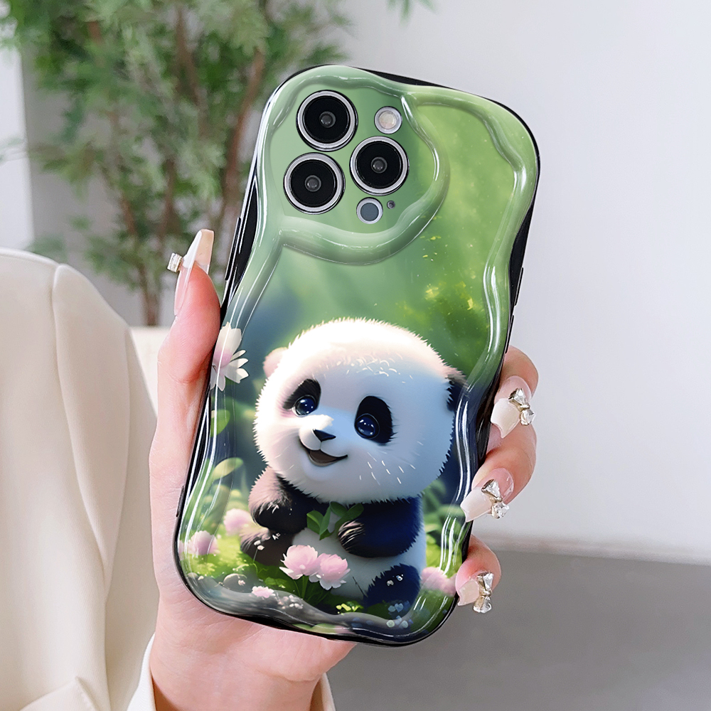 AMORVOR for Samsung A25 5G Back Cover Cute Small Panda Wavy Cream ...