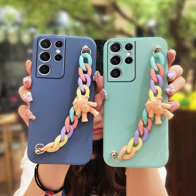 Skin feel silicone Bear bracelet Phone Case For Samsung Galaxy S21 ...