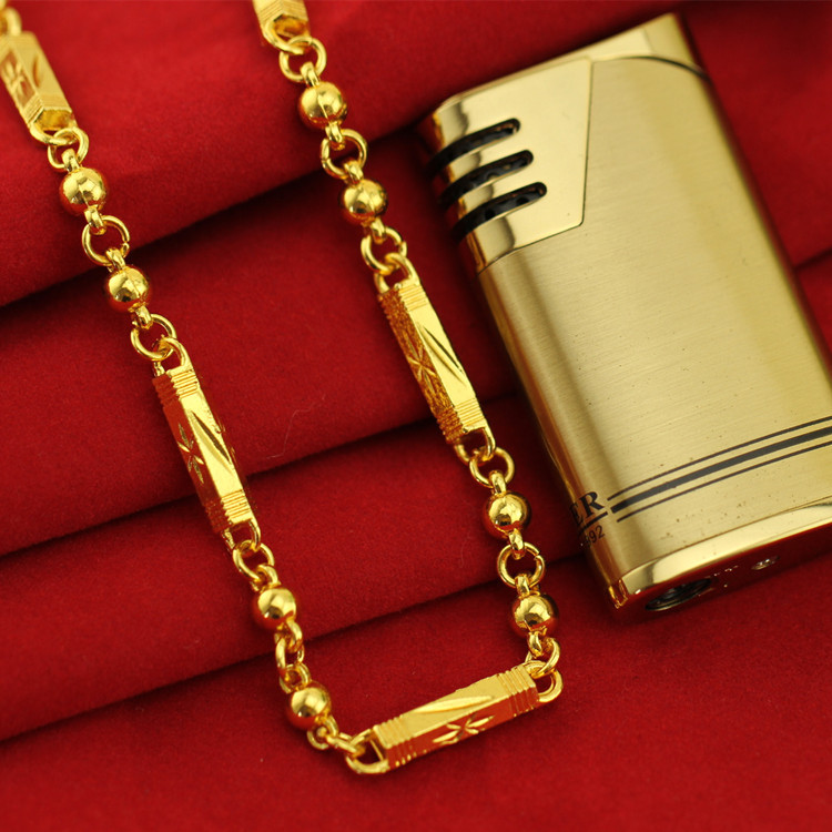 【factory outlet】Gold-plated chain men's 18K hexagonal meter flower gold ...