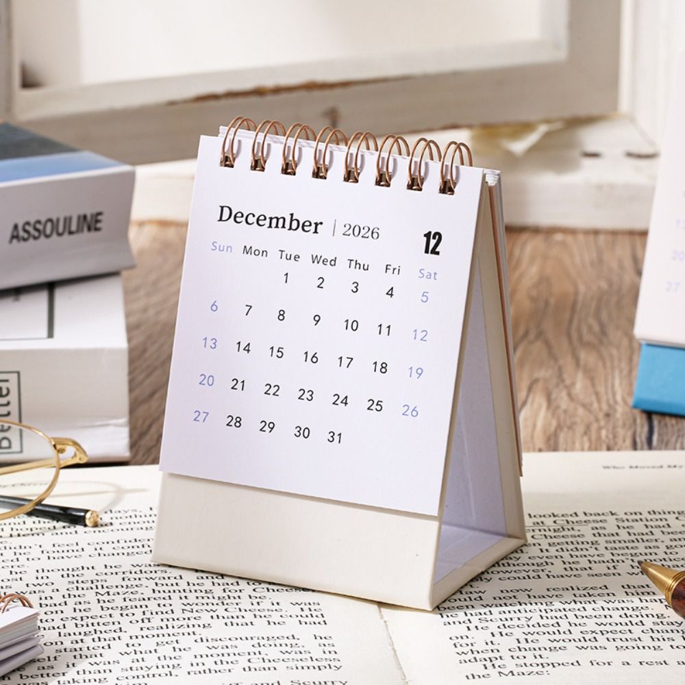 Kid Gift Month Date Display 2026 Small Desk Calendar English Coil ...
