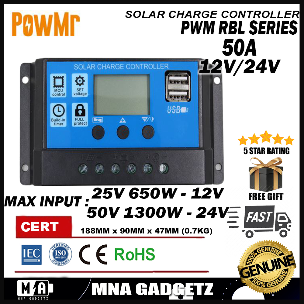 PowMR 20A 30A 40A 50A Solar Panel Charge Controller 50V RBL SOLAR ...