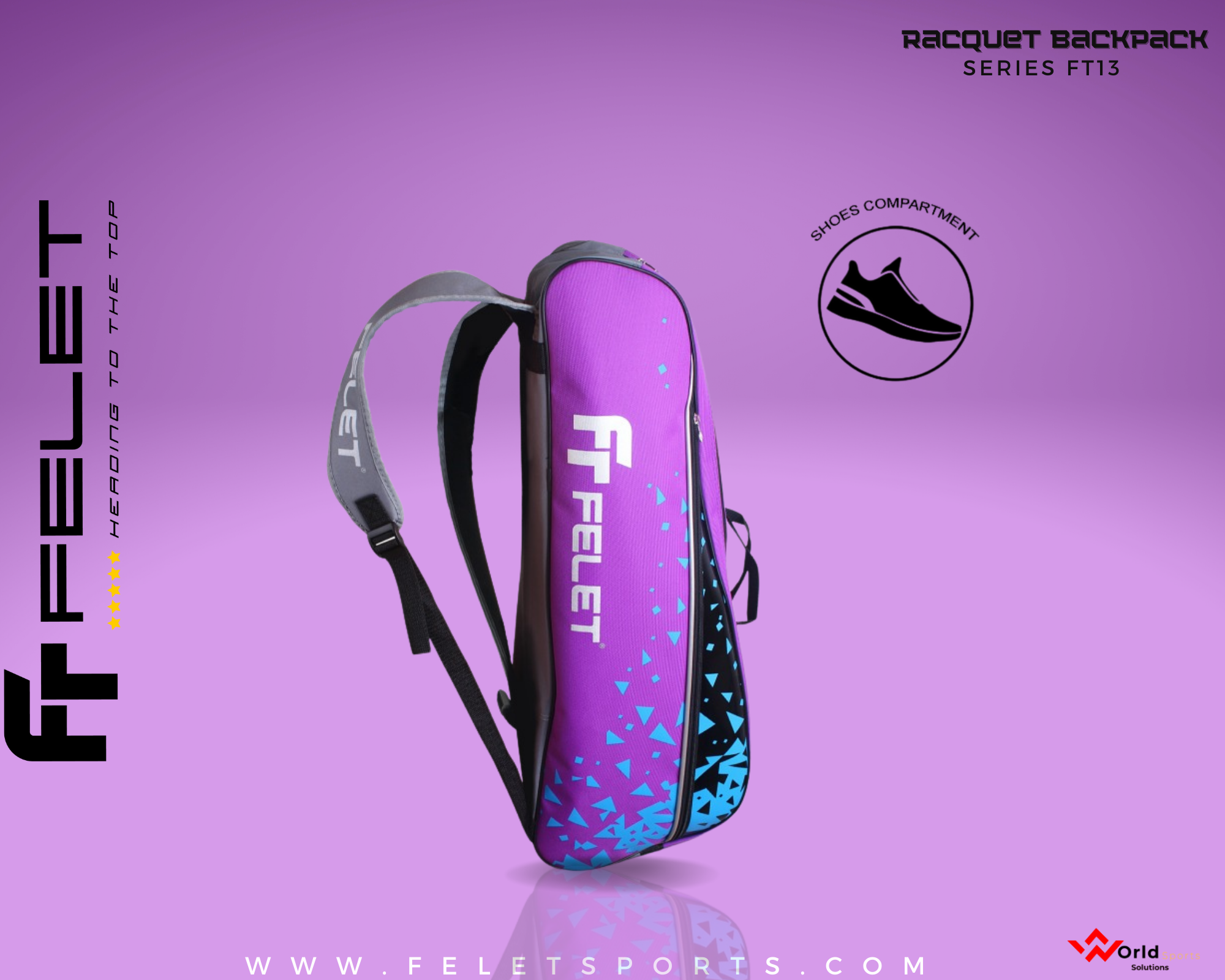 FELET DOUBLE BACKPACK Double Zip+ Shoe Compartment +Side Zip Bag ...