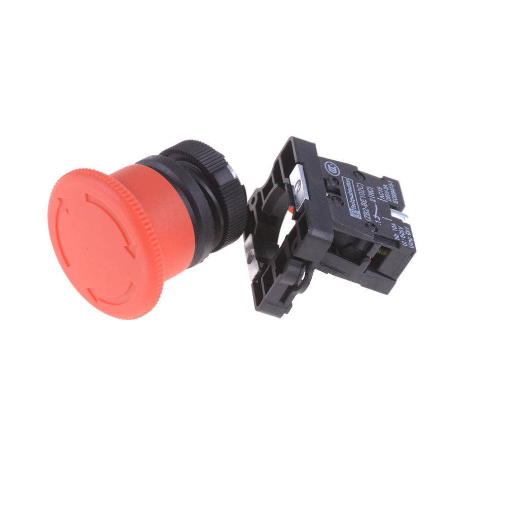 1pcs XB2-ES542 22mm NC Red Mushroom Emergency Stop Push Button Switch | Daraz.com.bd