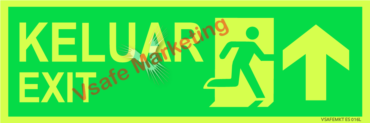 VSAFEMKT Glow In The Dark Exit Signage Keluar signage with PVC 1.5mm ...