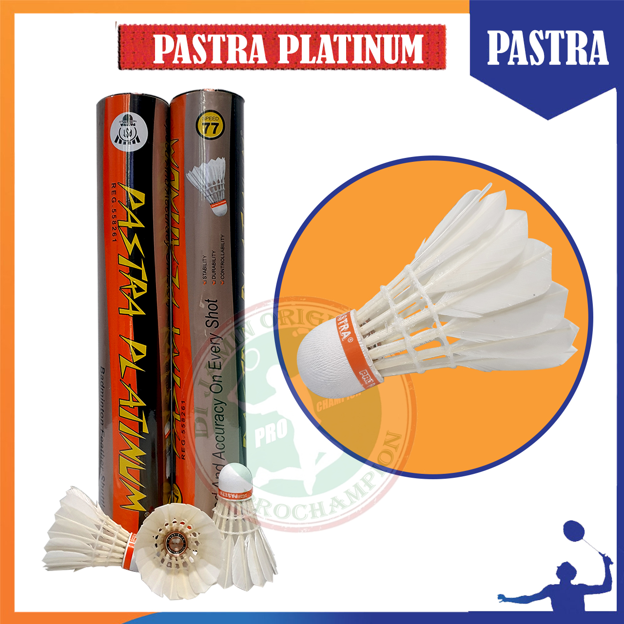 PASTRA PLATINUM BULU TEBAL DOBEL WINGS KOK PASTRA SHUTTLECOCK BADMINTON ...