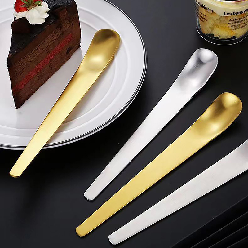 Creative Long Handle Flat Head Spoon Stainless Steel Coffee Spoon Cake ...