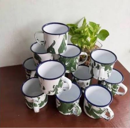 Gelas Cangkir Enamel Motif Blirik Paket 12pcs 1Lusin, Gelas Motif ...