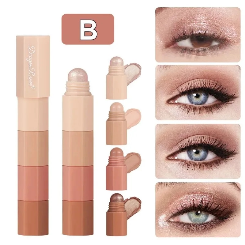 Pearlescent Mini Eye Shadow Stick Set 4 IN 1 Glitter Shimmer Silkworm ...