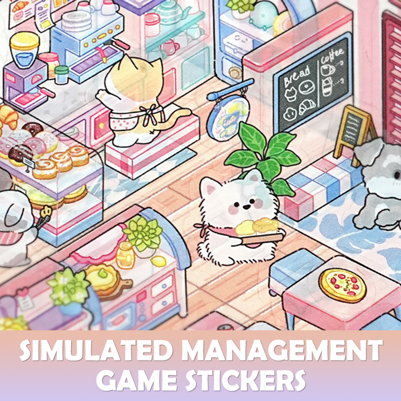 1Set Funny Supermarket Baking Shop Stickers Cute Cartoon Scene Stickers ...