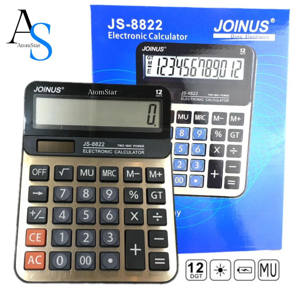 Electronic Calculator เครื่องคิดเลข JOINUS รุ่น JS-8822 เครื่องคำนวณ จอใหญ่ 12 หลัก (ขนาด 20x12 ...