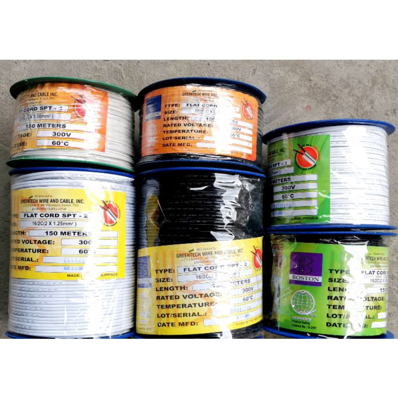 Boston Flat Cord Duplex Wire 2C 22/2 18/2 16/2 Electrical Extension ...
