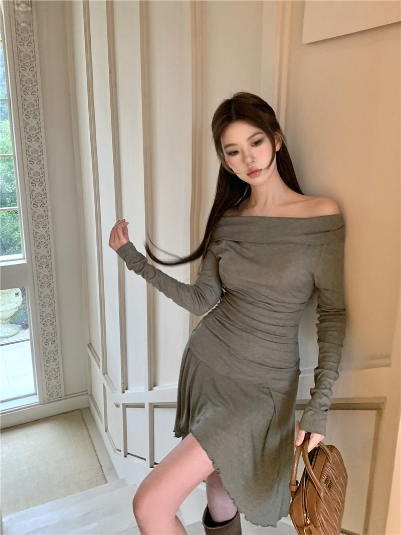 Luna Shopกระโปรงกระโปรงแฟชั่น ญ ชุดเดรสเปิดไหล่เซ็กซี่พร้อมการจับจีบไม่ ...