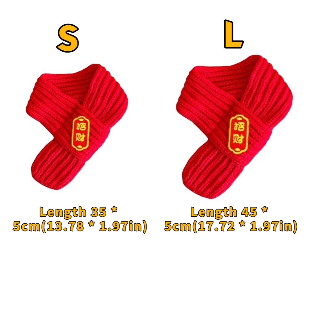 Festive Warm Cat Knitted Scarf Cute Blessing Pet Neck Scarf Red Color ...