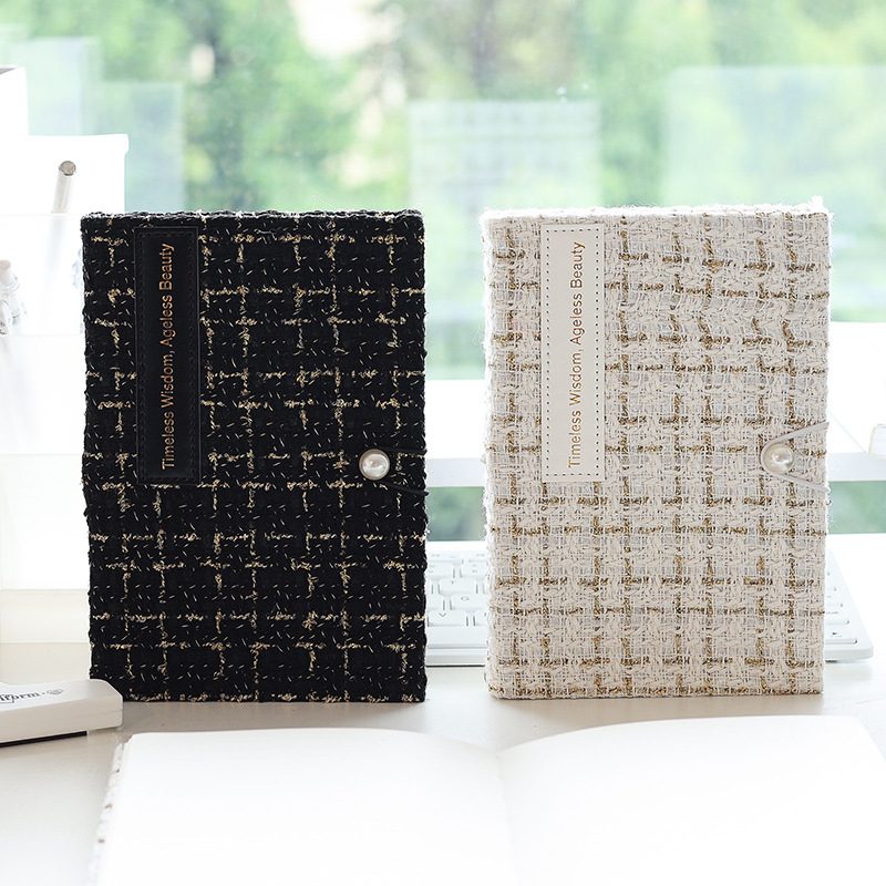 【GlowBound】Fabric Cover Beautiful Notebook Classic Black and White B6 ...