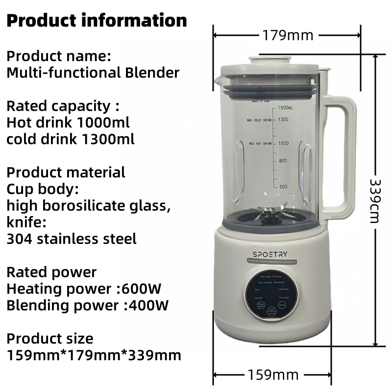 1500mL Blender Multi-functional Baby Food Blender Smart Soya Bean Milk ...