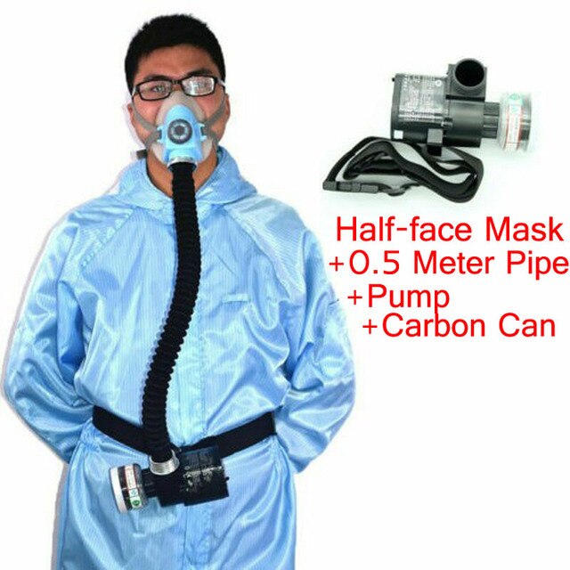 Protective Electric Constant Flow Supplied Air Fed Full Face Gas Mask ...