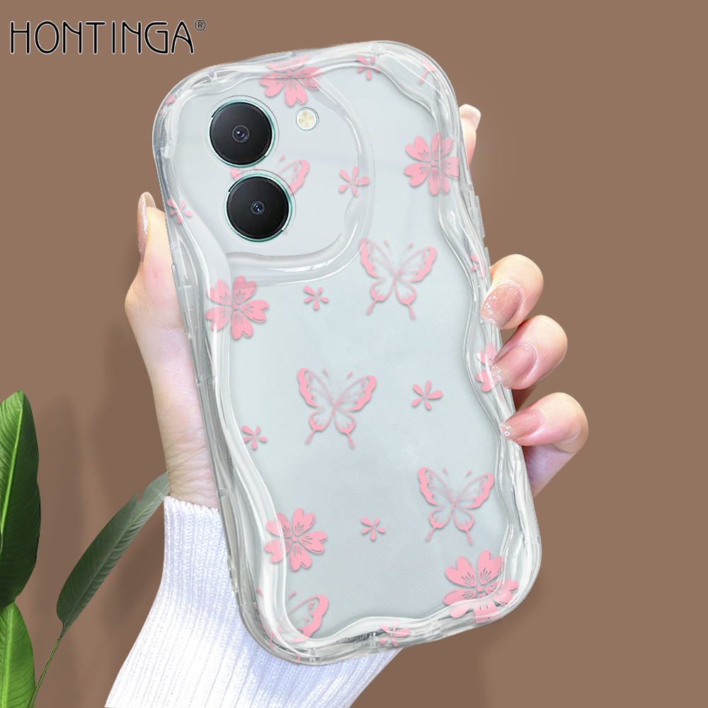 Hontinga for Vivo Y36 4G 5G Y27S Back Cover Pink Butterfly Flowers ...