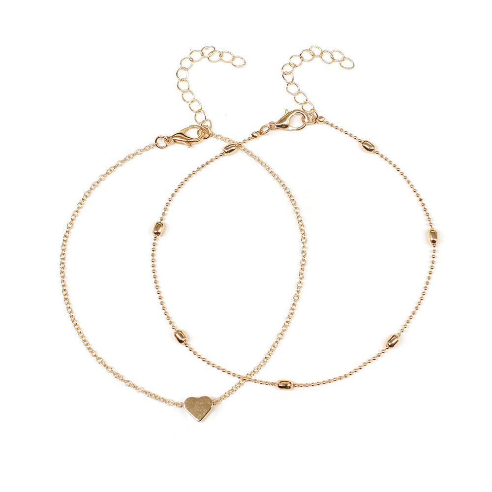Two Layers Chain Style Gold/Silver Color Anklets Bracelets Summer ...