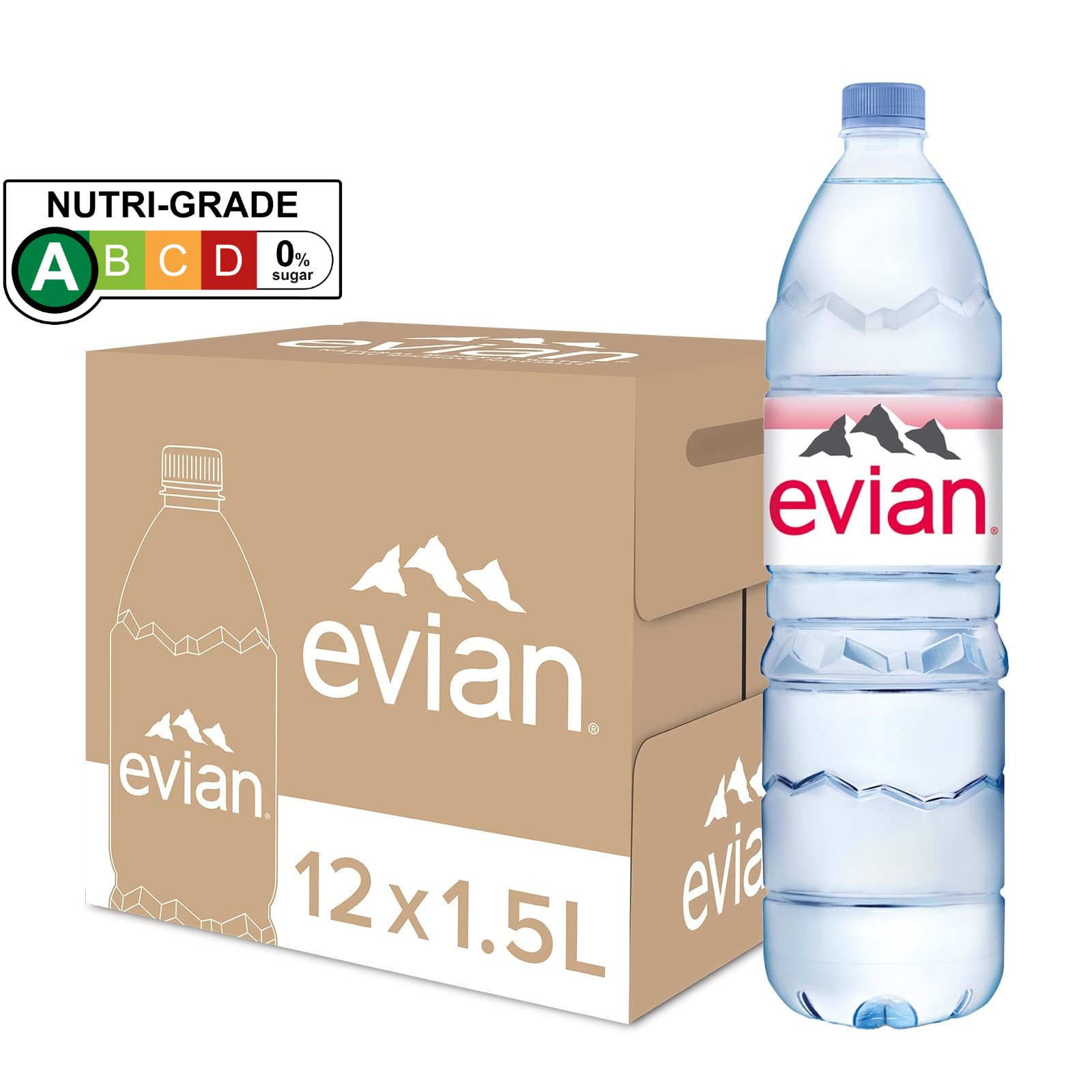 [2 Choices] EVIAN NATURAL MINERAL WATER 1.5L x 12 Bottles / 1.5L X 36 ...