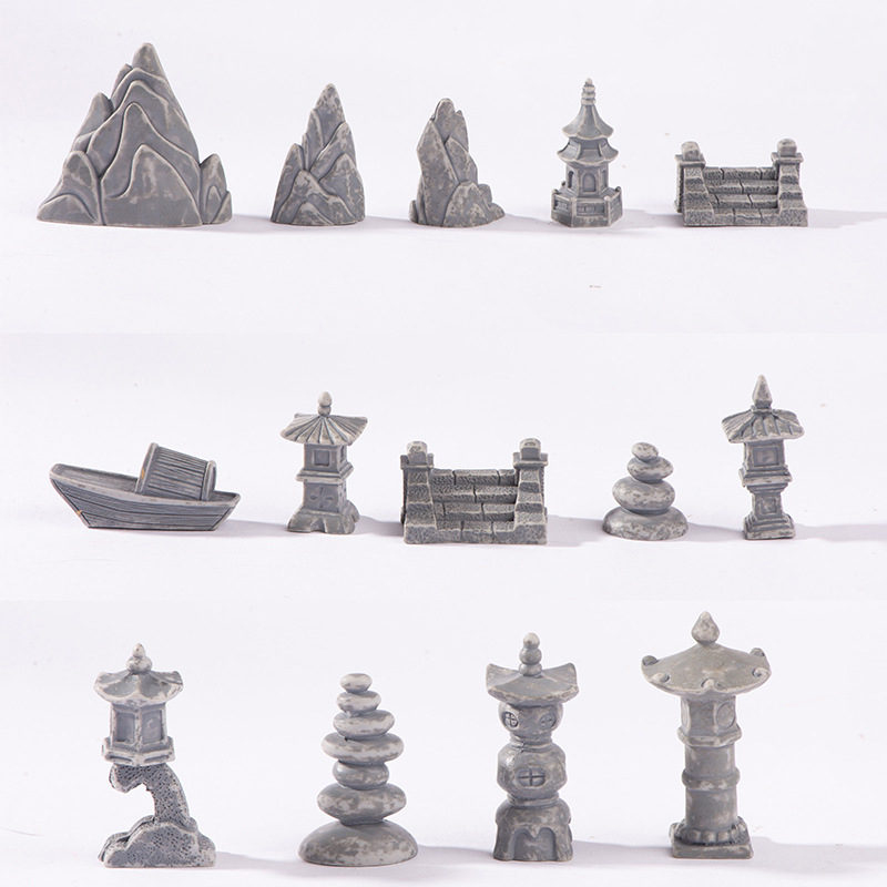Mini Stone House Garden Micro Cottage Landscape Ornament DIY Resin ...