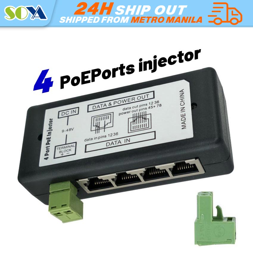 POE Injector 4Ports POE Splitter for CCTV Network POE Camera Power Over ...