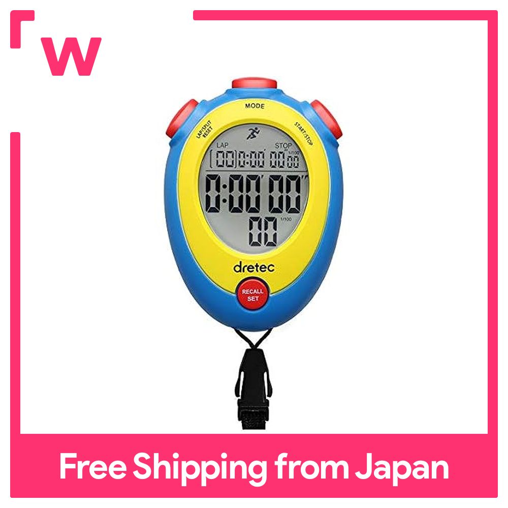 dretec Stopwatch Silencer Study Clock Lap time 1/100 sec Split Alarm ...