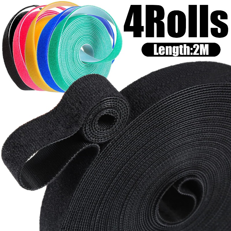 【ZenithTech】1/4 Rolls Reusable Tape Cable Ties Double Sided Hook and ...