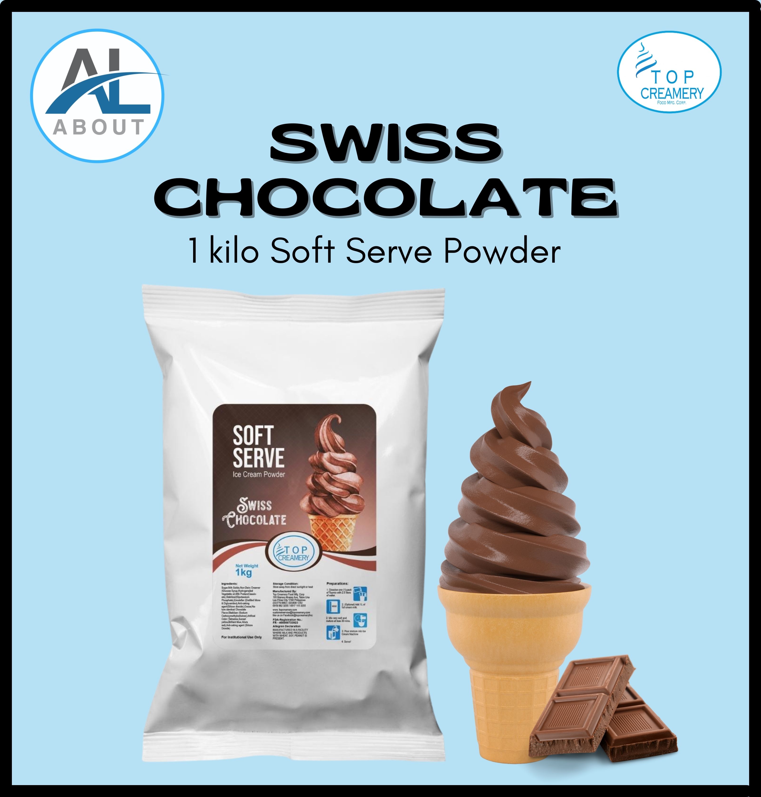 TOP CREAMERY SWISS CHOCOLATE SOFT SERVE ICE CREAM 1KG | Lazada PH
