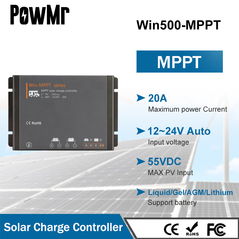 PowMr MPPT 20A RV Solar Charge Controller Warranty Service 12V 24V Auto ...
