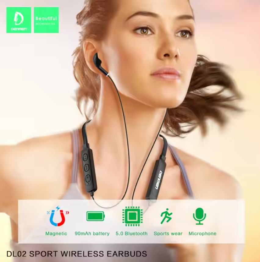 Denmen DL02 Wireless Sports 5.0 Bluetooth Earbuds Earphones Headphones With Mic | Daraz.lk