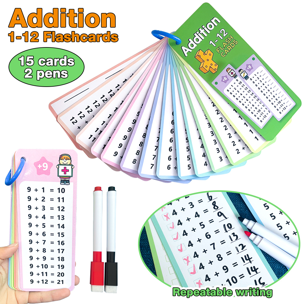 【คิดเลขเร็ว +】แบบฝึกหัด Addition Practice Flash Cards Dry Erase Board ...